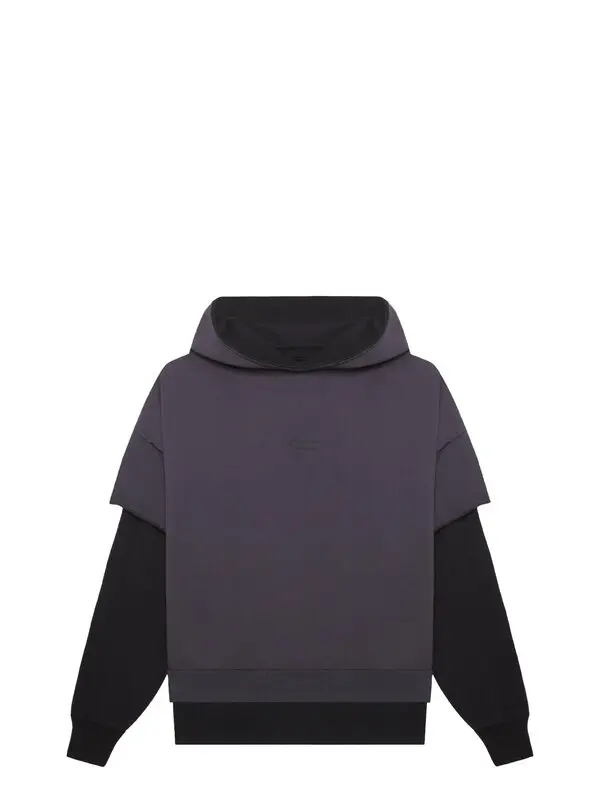 PLACE OF ËLMS Two-tone Layered Hoodie - Grey/black