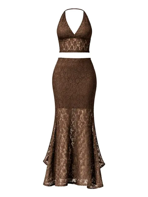 DECOLET THE LABEL Olivia Lace Set - Brown