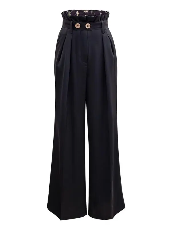 SMART AND JOY Pleated Straight Trousers - Black