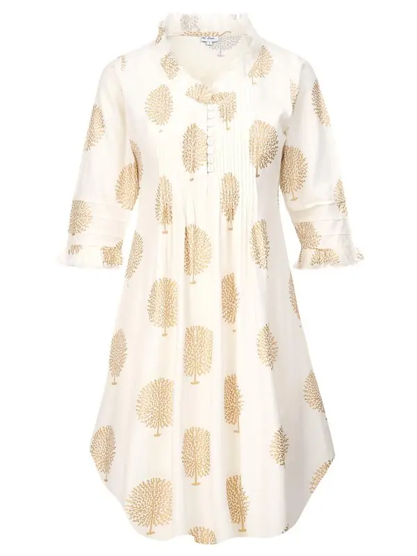 AT LAST... Annabel Cotton Tunic - White/gold