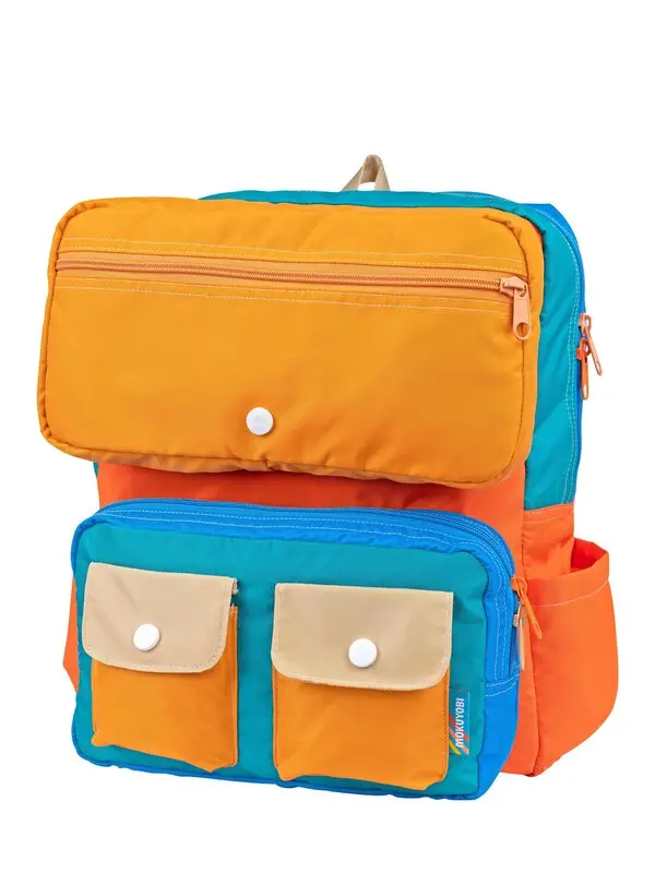MOKUYOBI Faux Roll Top Backpack - Green/blue