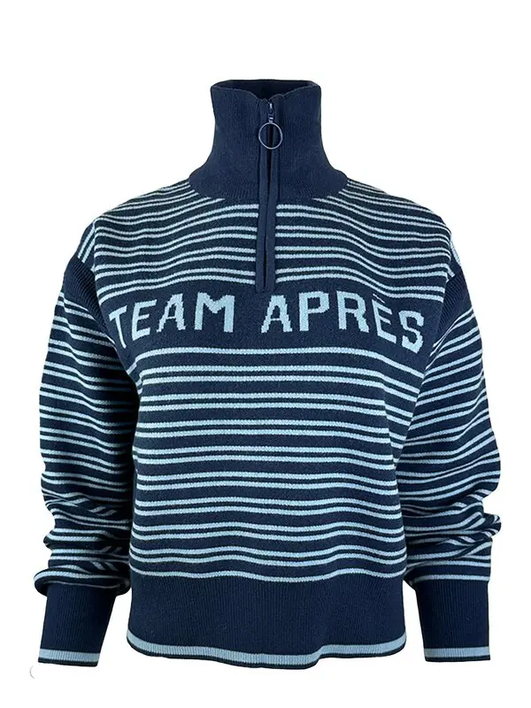 TEAM EVENT Merino Wool Quarter Zip Sweater - Blue