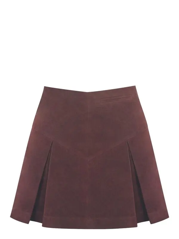 MISS CIRCLE NEW YORK Vegan Suede Pleated Mini Skirt - Red