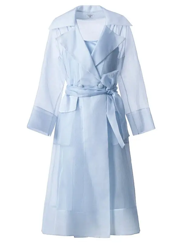 LITA COUTURE Organza Trench Dress - Blue