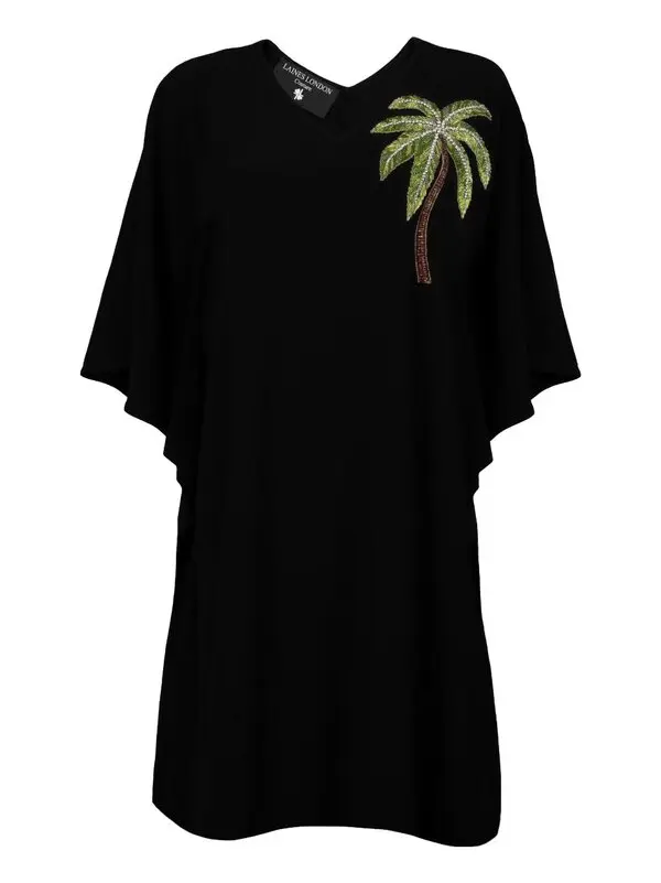 LAINES LONDON Couture Palm Tree Kaftan - Black