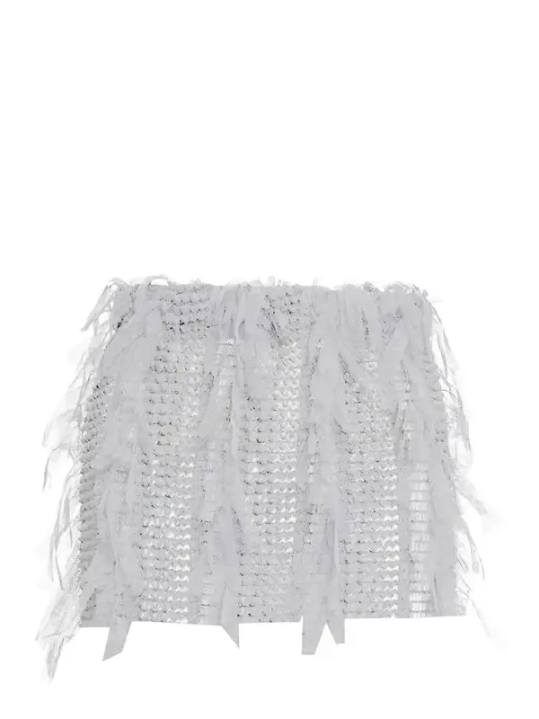 SARAH REGENSBURGER Fringe Mini Skirt - White