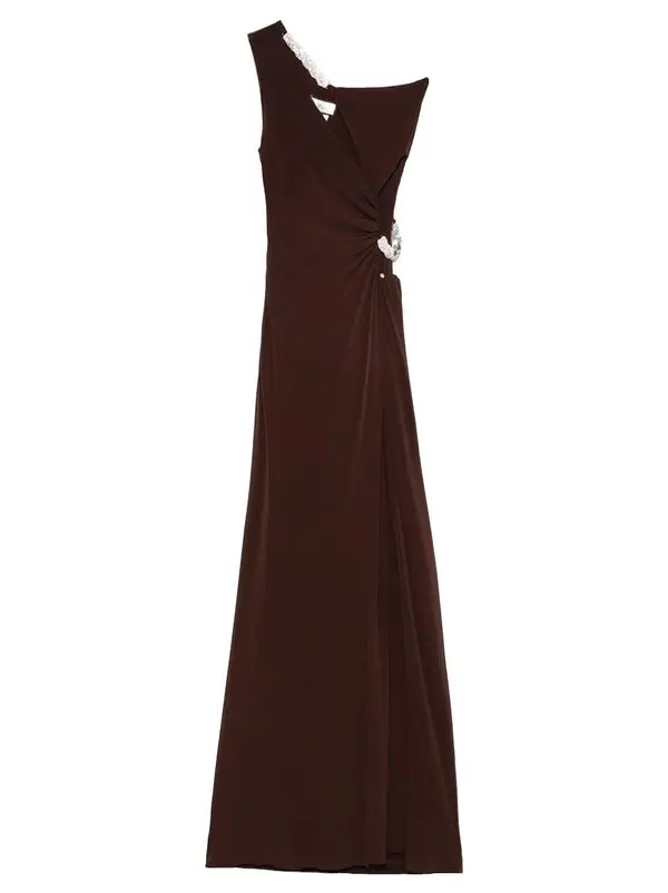 NISSA Crystal-embellished Jersey Maxi Dress - Brown