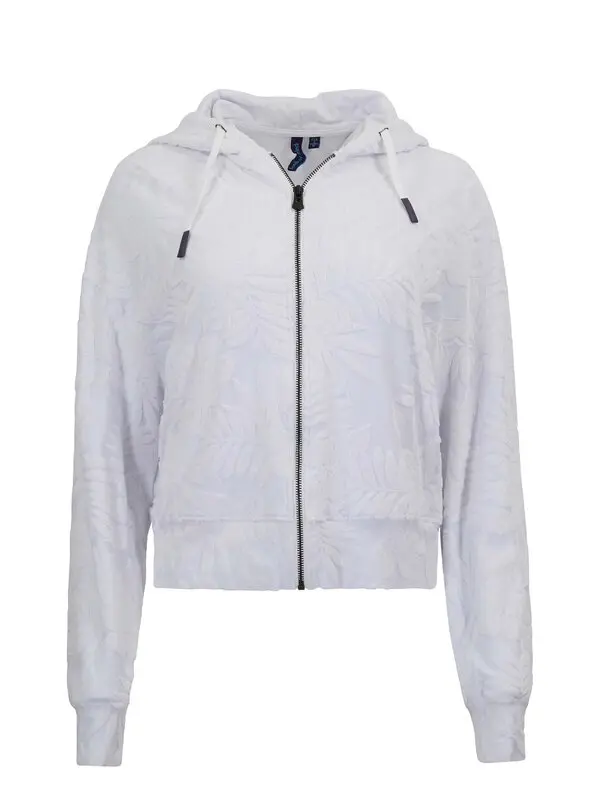 LORDS OF HARLECH Fiona Cropped Terry Toweling Zip Hoodie - White