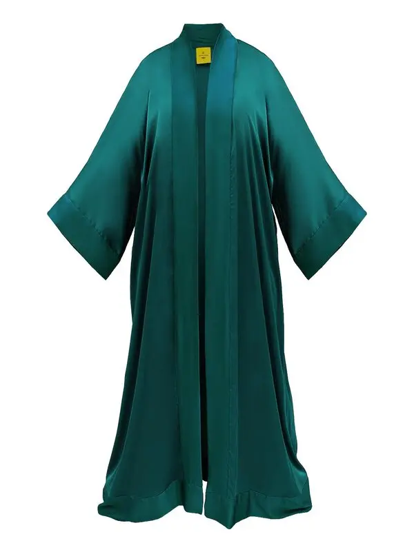 JANARA JONES Deep Satin Long Abaya Kaftan - Green