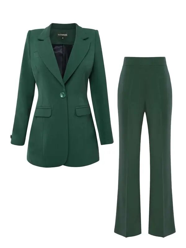 TIA DORRAINE Stretch Crêpe Power Suit - Green