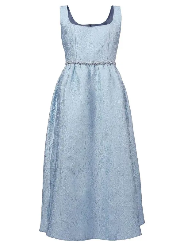 SMART AND JOY Fit-and-flare Textured Jacquard Dress - Blue