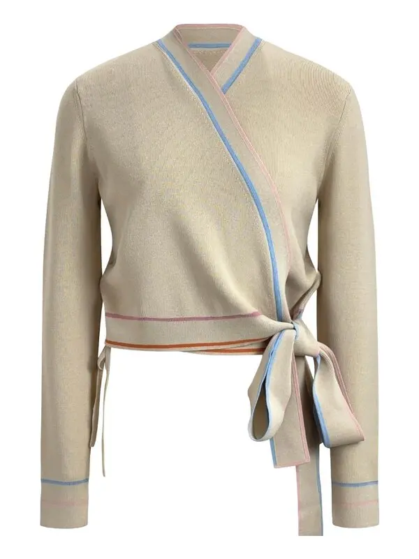 ROCH PEREL Trimmed Wrap Sweater - Brown
