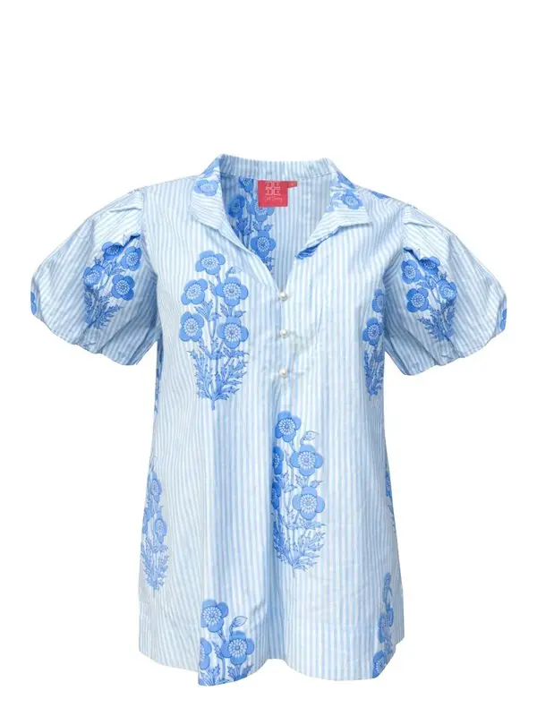 JUST DARVINY Virginia Bouquet Top - Blue