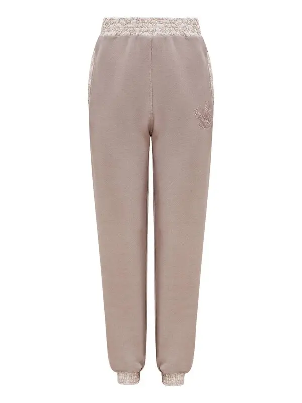 MANDRAGORA Lantre Cotton Sweatpants With Jacquard Detailing - Brown