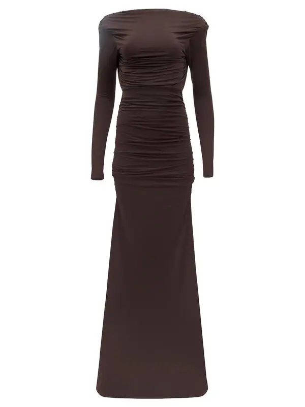 FOREVER YOUNG THE LABEL Tamara Backless Maxi Gown - Brown