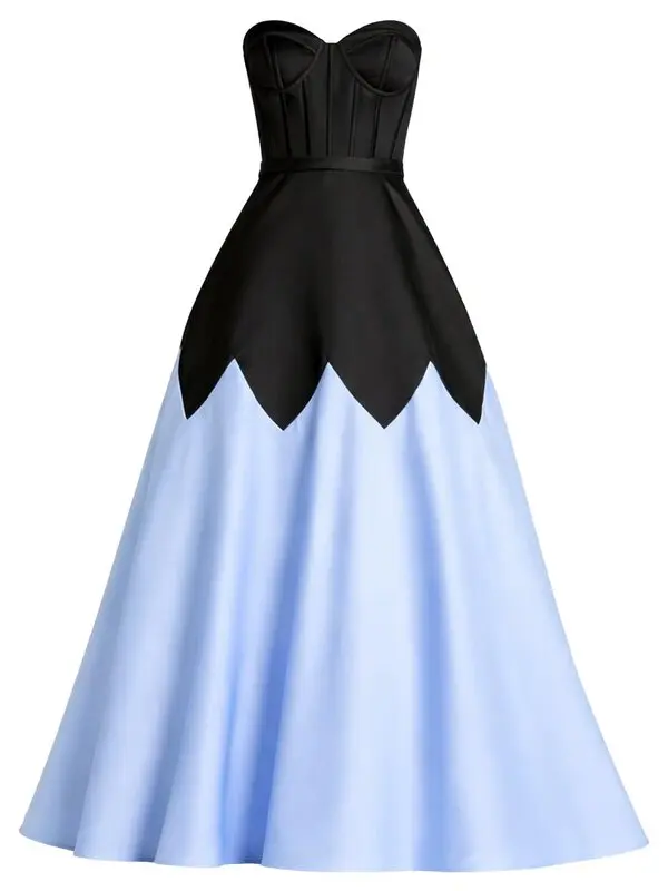Mac Duggal Strapless Satin Ball Gown - Black/blue
