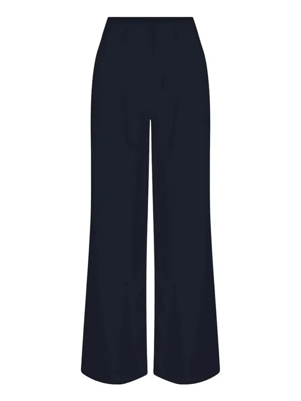 NAZLI CEREN Linen Wide Leg Trousers - Blue