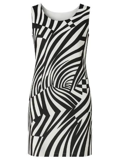 CONQUISTA Zebra Print Shift Dress - Black