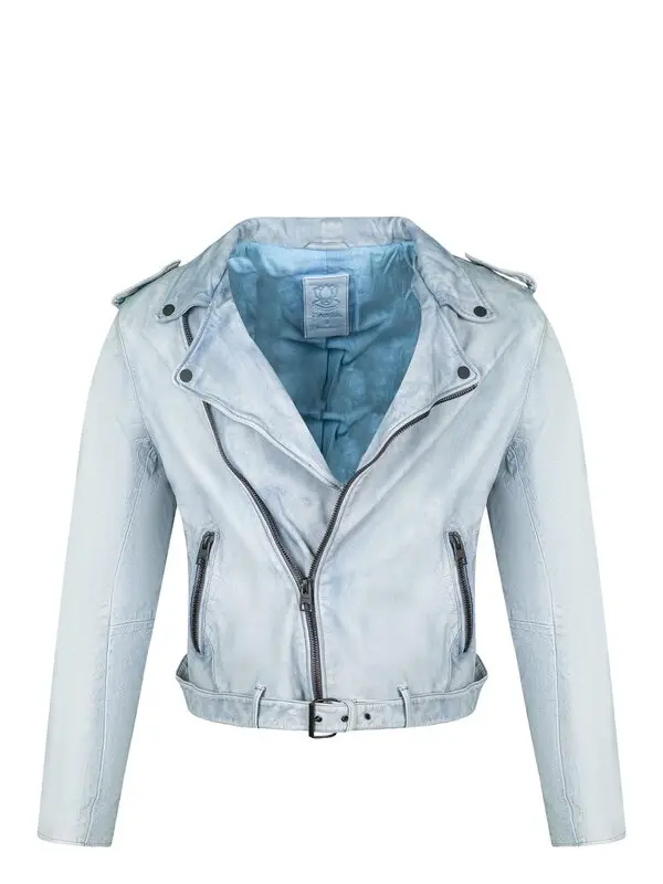 ZASTASTUDIO Storm Rider Biker Leather Jacket - Blue