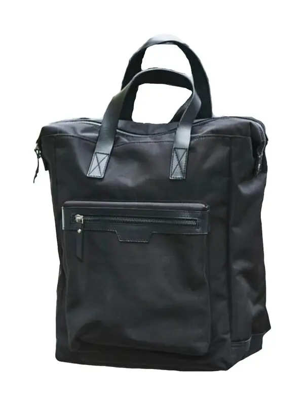 VIDA VIDA Leather Trim Top Zip Backpack - Black