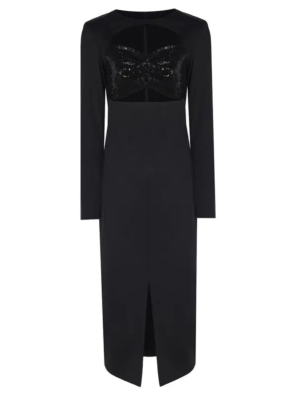 MADEBYZA Sequined Cut Out Midi Dress - Black