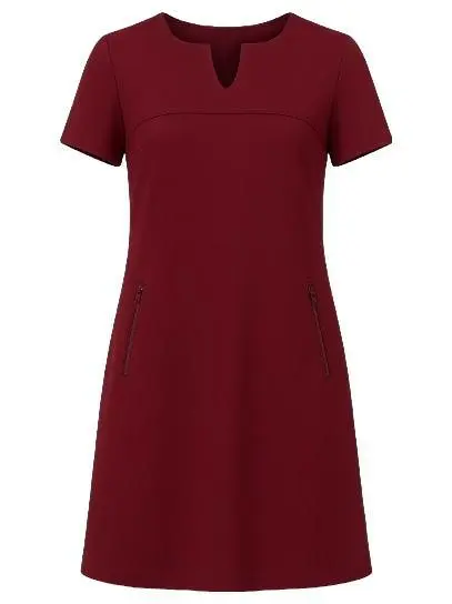 CONQUISTA Sack Dress In Stretch Punto Di Roma Fabric - Red
