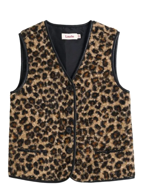 LOUCHE Chris Animal Print Gilet - Brown