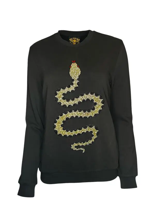 ANY OLD IRON Beaded Snake Cotton Sweatshirt - Gold/black/silver