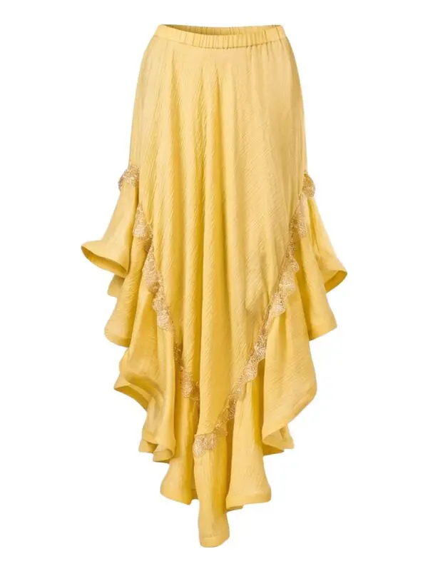 GLAM ON YOU Attina Asymmetrical Ruffle Hem Skirt - Yellow