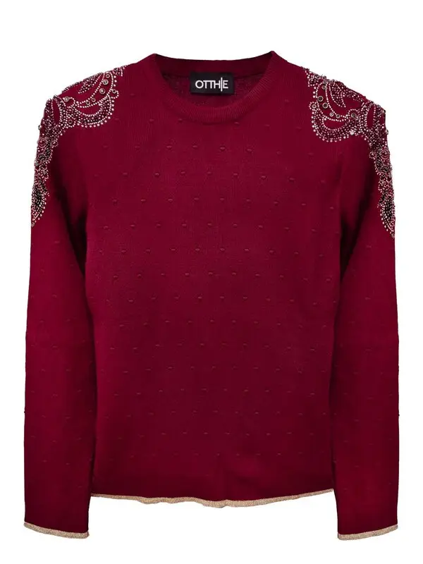 OTTHIE Embellished Knit Jumper - Purple/red