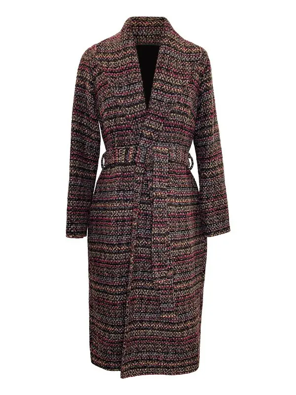 ALIE STREET LONDON Sabrina Bouclé Coat - Black/gray/orange