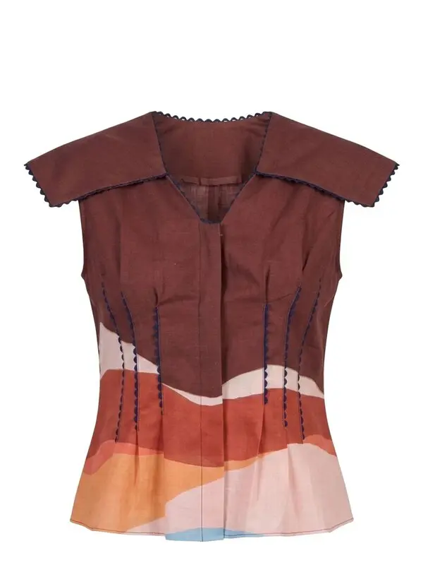 GLAM ON YOU Moana Linen Top - Brown