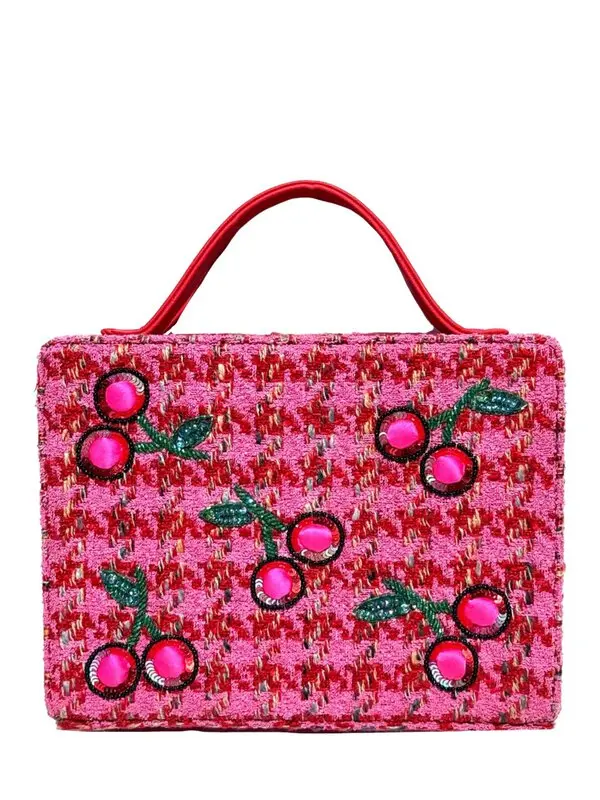 SIMITRI Cherry Motif Briefcase Bag - Gold/red