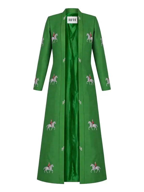 ROQAIA FASHION HOUSE Embroidered Jacquard Jacket - Green