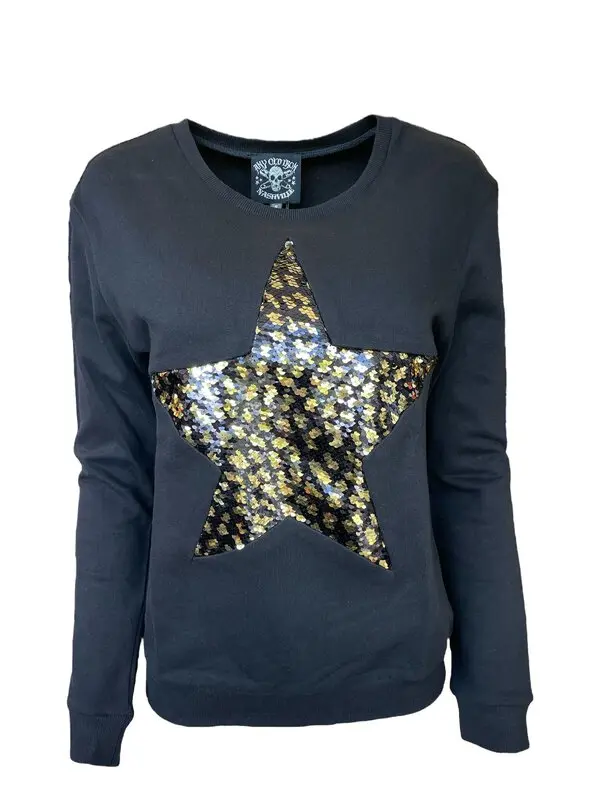 ANY OLD IRON Leopard Sequin Star Sweatshirt - Gold/black
