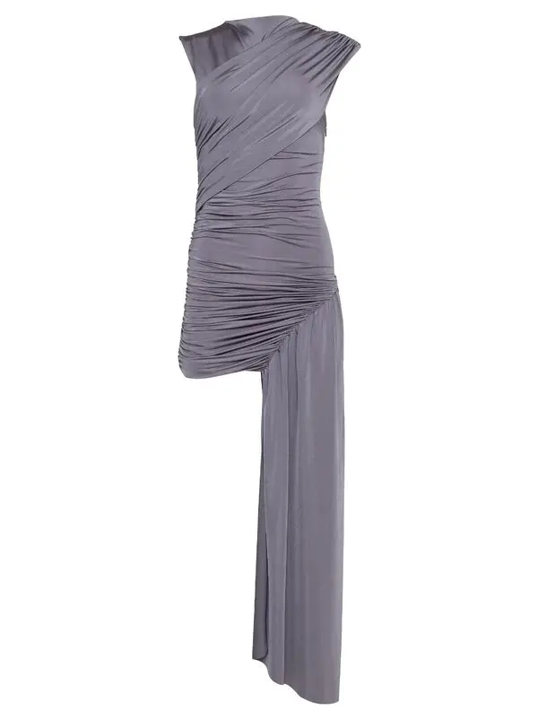 FOREVER YOUNG THE LABEL Noor Asymmetric Jersey Dress - Grey