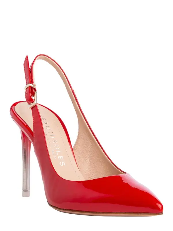 BEAUTIISOLES BY ROBYN SHREIBER Patent Leather Slingback Pumps - Red
