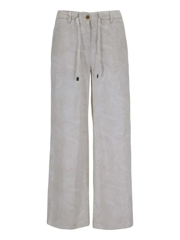 LORDS OF HARLECH Deanna Paisley Wide-leg Pants - White