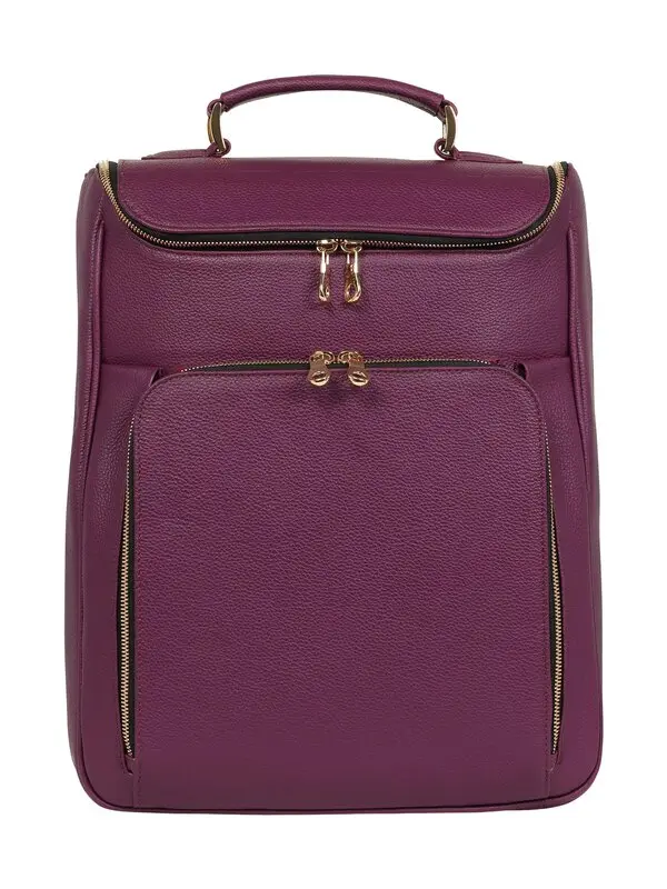 LUIS STEVEN Medium Pebble Leather Laptop Backpack - Red