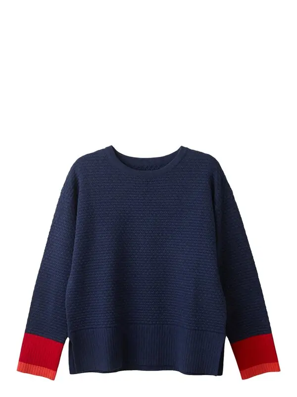 COVE Davina Waffle Stitch Jumper - Blue