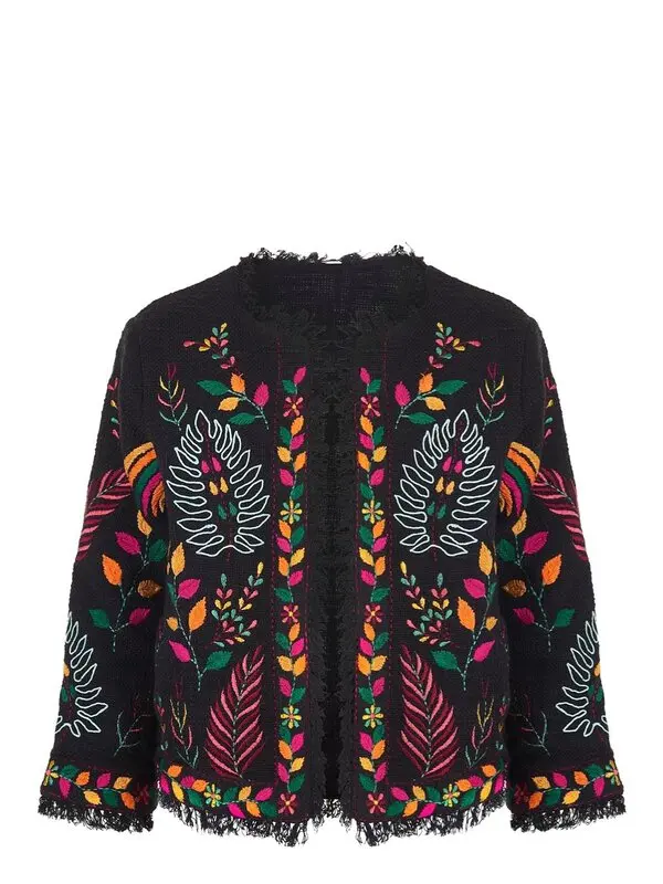 AT LAST... Cotton Embroidered Jacket - Black