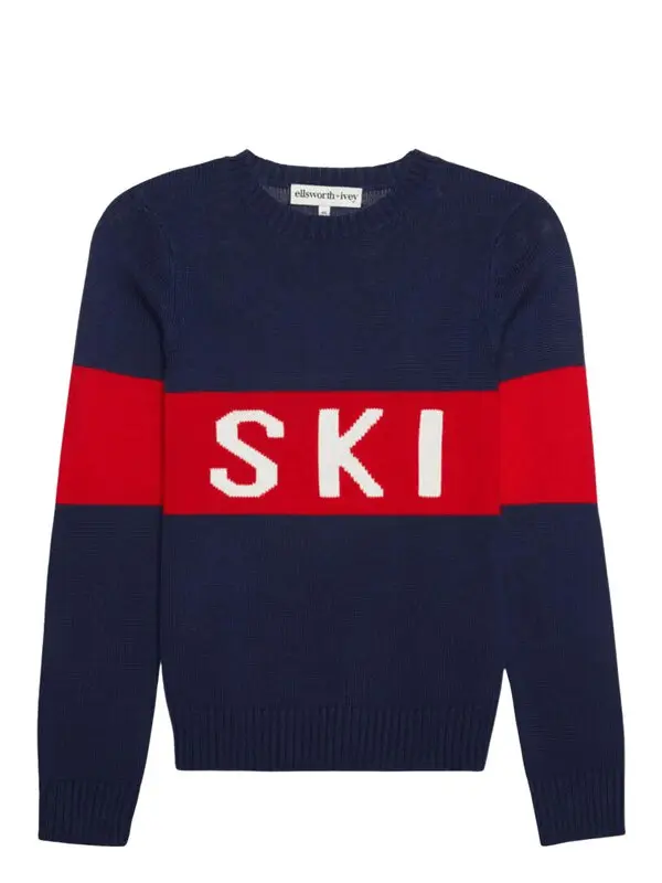 ELLSWORTH + IVEY Block Ski Crewneck Sweater - Blue