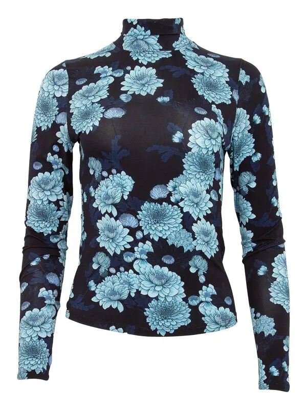 LORDS OF HARLECH Floral Print Turtleneck - Blue