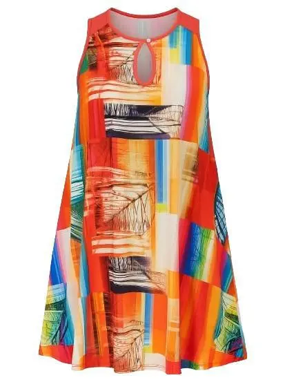 CONQUISTA Printed A-line Dress - Red