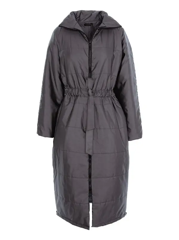 CONCEPT A TROIS Quilted Midi Jacket With Raglan Sleeves - Grey