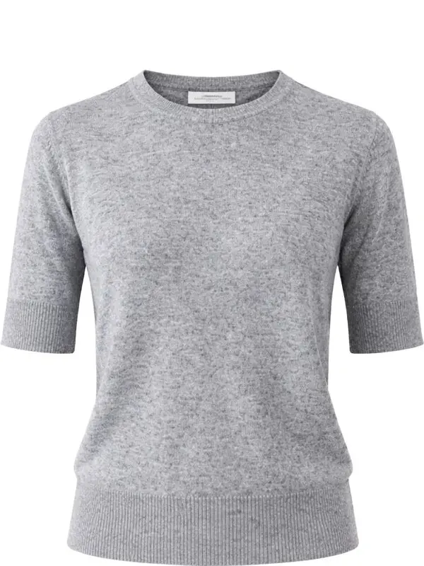 NUVV COLLECTION Short Sleeve Wool & Cashmere Blend Sweater - Grey