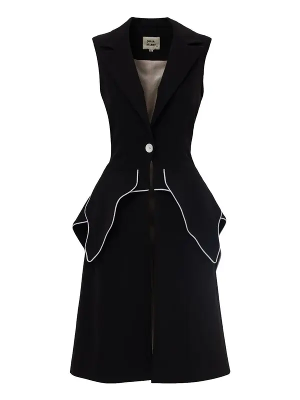 JULIA ALLERT V-neck Peplum Vest With Piping - Black