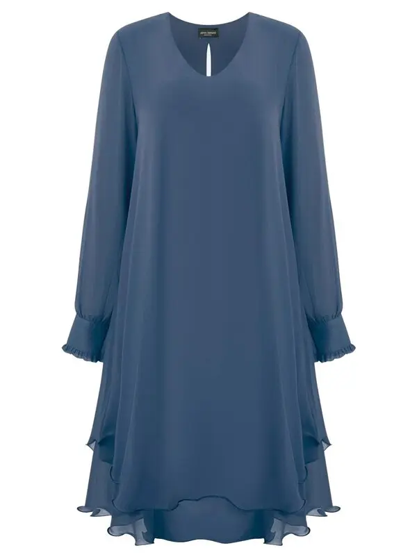 JAMES LAKELAND Long Sleeve Denim Wave Hem Dress - Blue
