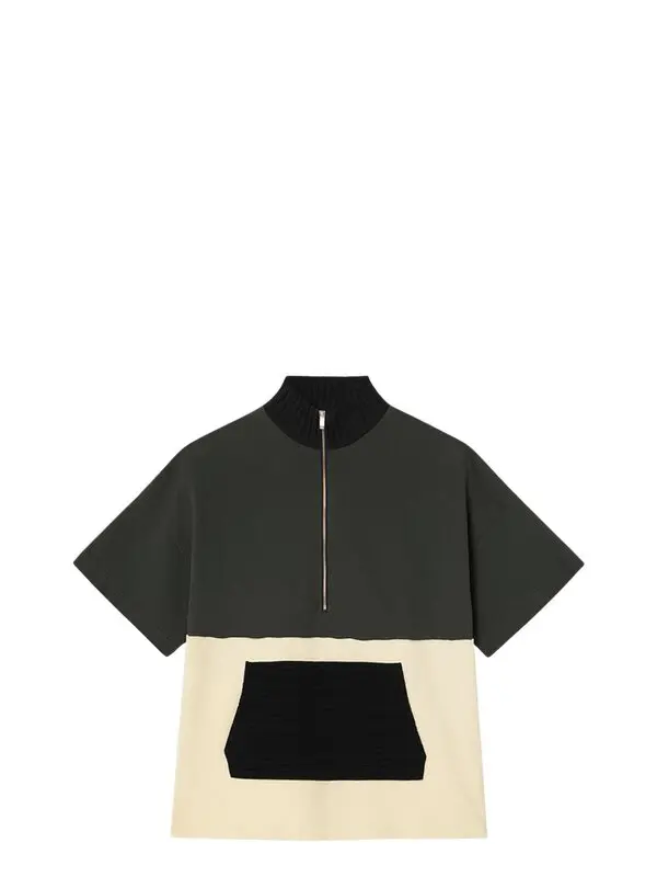 ALTRA VOLTA Layered Half-zip Color-block Sweatshirt - Gray/green/white