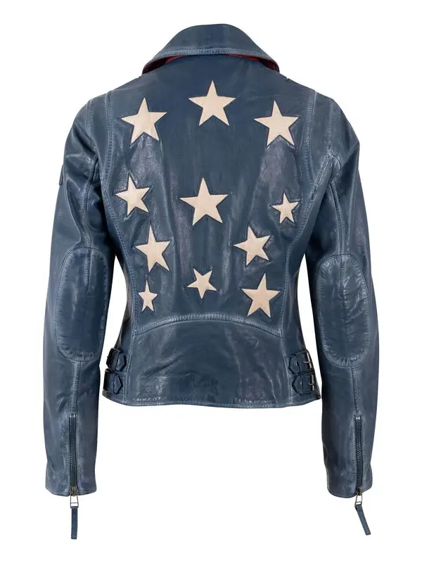 Mauritius Christy Rf Star Detail Leather Jacket - Blue